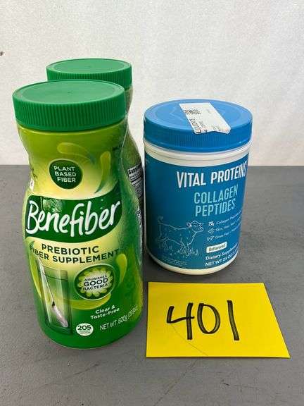 3PC SUPPLEMENT LOT - FIBER & COLLAGEN PEPTIDES - Earl's Auction Company