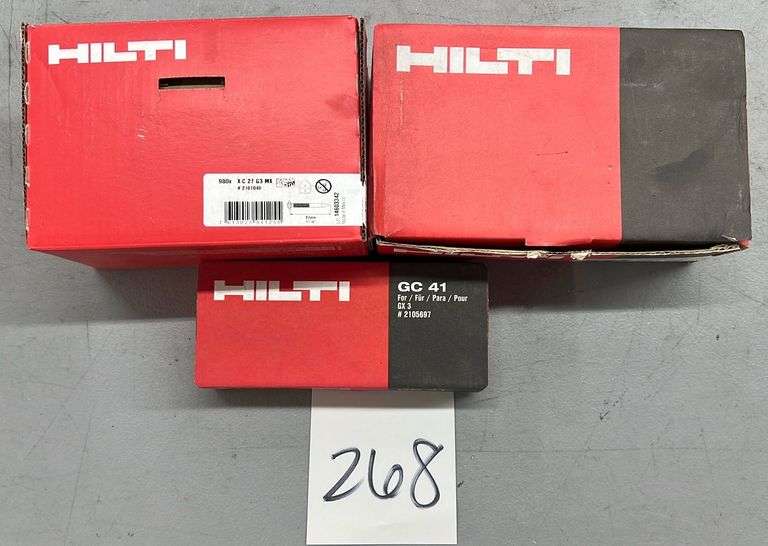 HILTI GC 41 GAS CAN W/ (900) CONCRETE NAILS & (100) SCREW ANCHORS ...