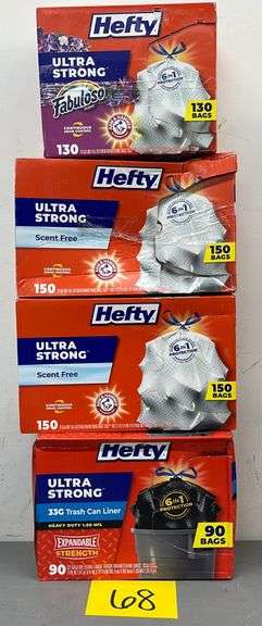 (4) BOXES OF HEFTY TRASH BAGS - Earl's Auction Company