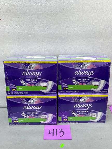 (4) BOXES OF ALWAYS LINERS - Earl's Auction Company