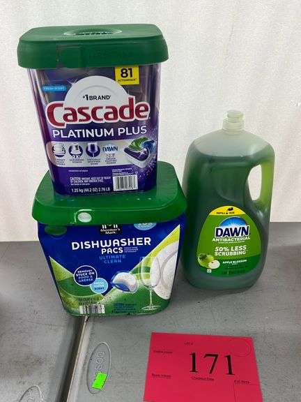 3PC DISHWASHING LOT - DETERGENT PODS & DAWN SOAP - Earl's Auction Company