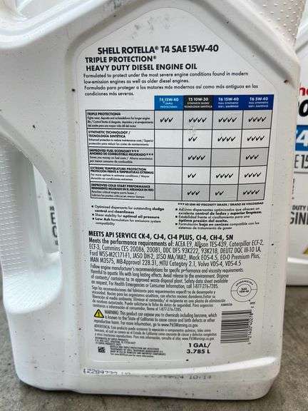 (5) JUGS OF SHELL ROTELLA DIESEL ENGINE OIL - Earl's Auction Company