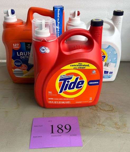 3PC LAUNDRY DETERGENT LOT - TIDE & MM - Earl's Auction Company