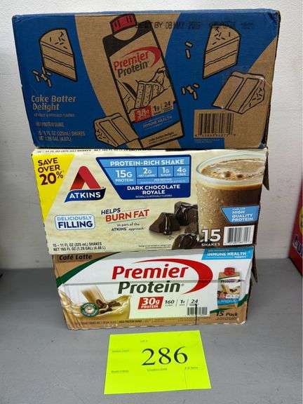 (3) BOXES OF PROTEIN SHAKES - PREMIER PROTEIN & ATKINS - Earl's Auction ...