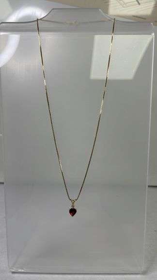 14K GOLD 1.1CT HEART CREATED RUBY & DIAMOND PENDANT NECKLACE - Earl's ...