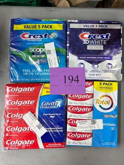 (4) PACKS OF TOOTHPASTE - CREST & COLGATE - Earl's Auction Company