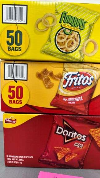 (3) BOXES OF FRITO LAYS CHIPS - FUNYUNS, FRITOS & DORITOS - Earl's ...