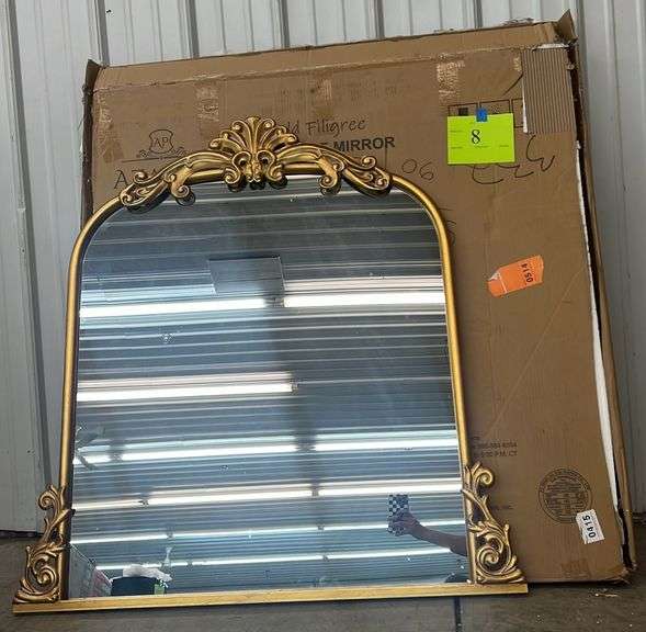 AZALEA PARK FILIGREE MANTLE MIRROR - GOLD - Earl's Auction Company