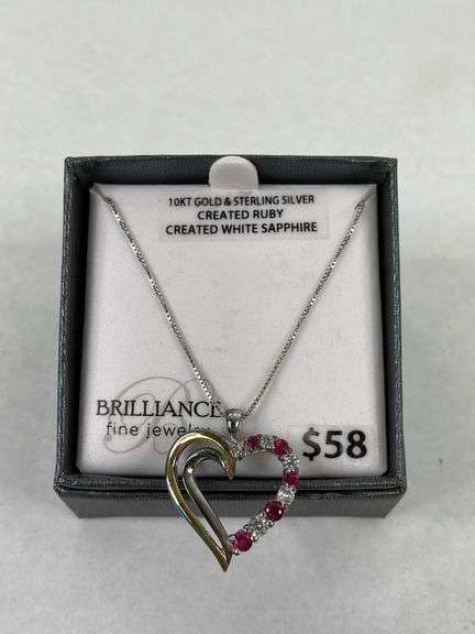 BRILLIANCE 3PC 10KT GOLD & STERLING CREATED RUBY SET - NECKLACE, SIZE 8 ...