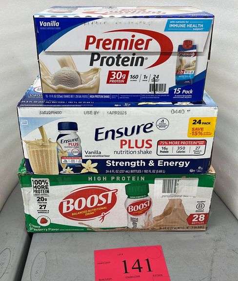 (3) BOXES OF NUTRITION DRINKS - PREMIER PROTEIN , ENSURE & BOOST - Earl ...