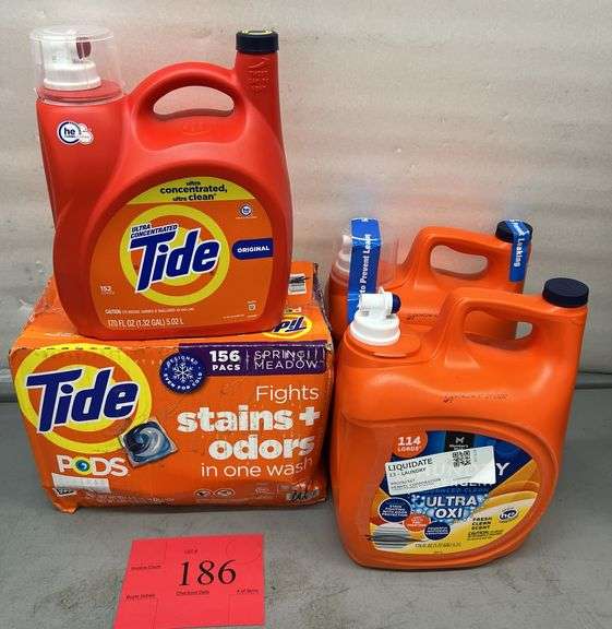 4PC LAUNDRY DETERGENT LOT - MM & TIDE - Earl's Auction Company