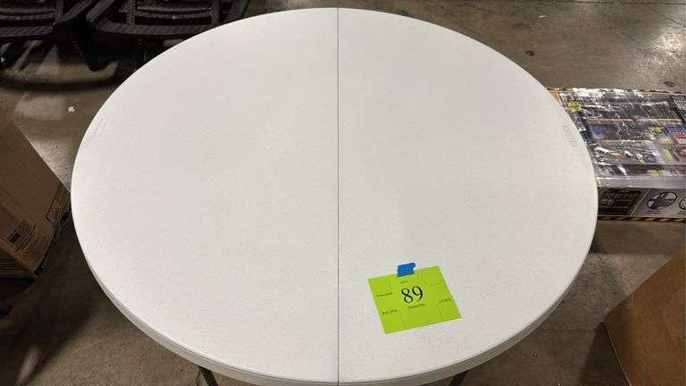 LIFETIME 48" ROUND FOLD IN HALF TABLE - WHITE - Earl's Auction Company