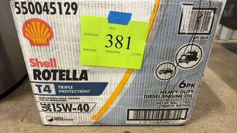 (6) BOTTLES OF SHELL ROTELLA DIESEL ENGINE OIL IN BOX - Earl's Auction ...