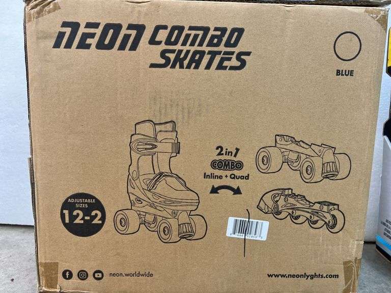 (2) PAIRS OF KIDS NEON COMBO SKATES IN BOXES - BLUE - Earl's Auction ...