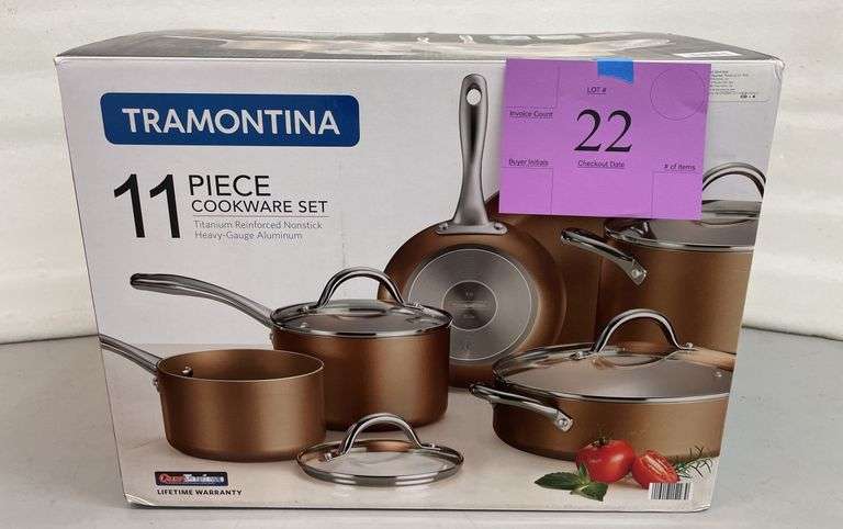 TRAMONTINA 11PC COOKWARE SET IN BOX - COPPER - Earl's Auction Company