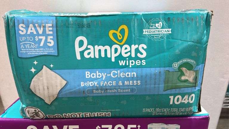 BOX OF PAMPERS BABY WIPES & (2) BOXES OF SIZE 4 DIAPERS - Earl's ...