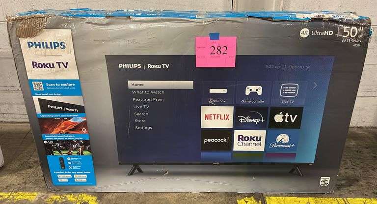 PHILIPS 50" 6673 SERIES 4K ROKU TV IN BOX - Earl's Auction Company