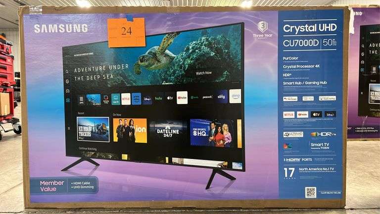 SAMSUNG 50" CU7000D CRYSTAL UHD 4K SMART TV IN BOX - Earl's Auction Company
