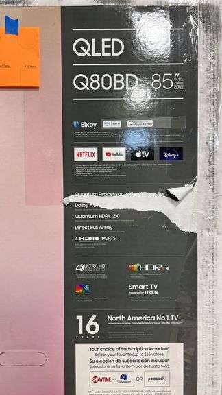 SAMSUNG 85" Q80BD QLED 4K SMART TV IN BOX - Earl's Auction Company