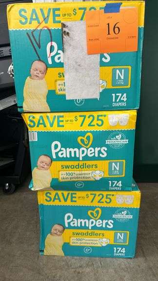 (3) BOXES OF DIAPERS SIZE NEWBORN - Earl's Auction Company