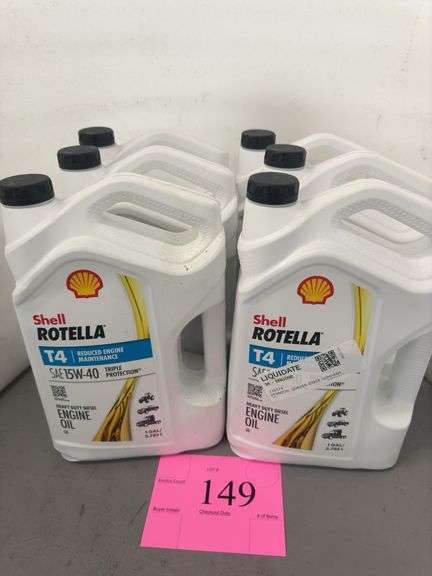 (6) JUGS OF SHELL ROTELLA DIESEL ENGINE OIL - Earl's Auction Company