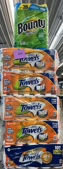 (6) PACKS OF PAPER TOWELS - BOUNTY & MM - Earl's Auction Company