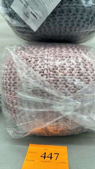 (2) SMALL KNIT OTTOMAN POUFS - Earl's Auction Company