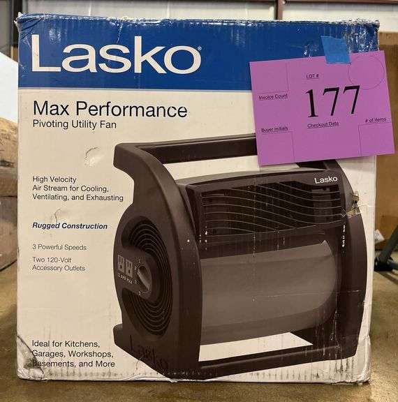 LASKO MAX PERFORMANCE PIVOTING UTILITY FAN IN BOX - Earl's Auction Company