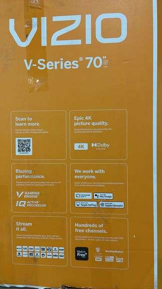 VIZIO 70" V SERIES 4K SMART TV IN BOX - Earl's Auction Company