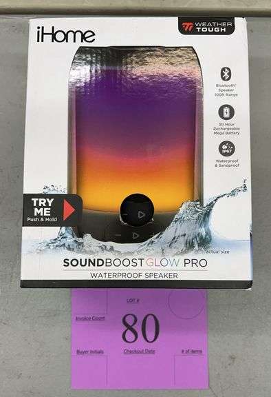 NEW IHOME SOUNDBOOST GLOW PRO WATERPROOF SPEAKER IN BOX - Earl's ...