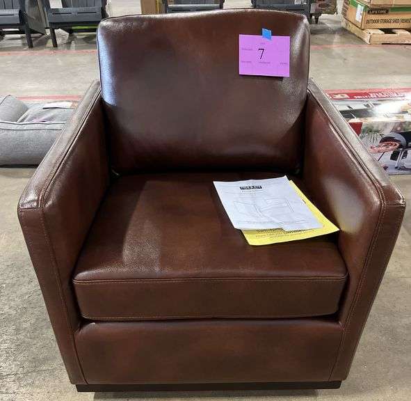COLE & RYE MODERN FARM HOUSE SWIVEL ACCENT CHAIR - BROWN - Earl's ...