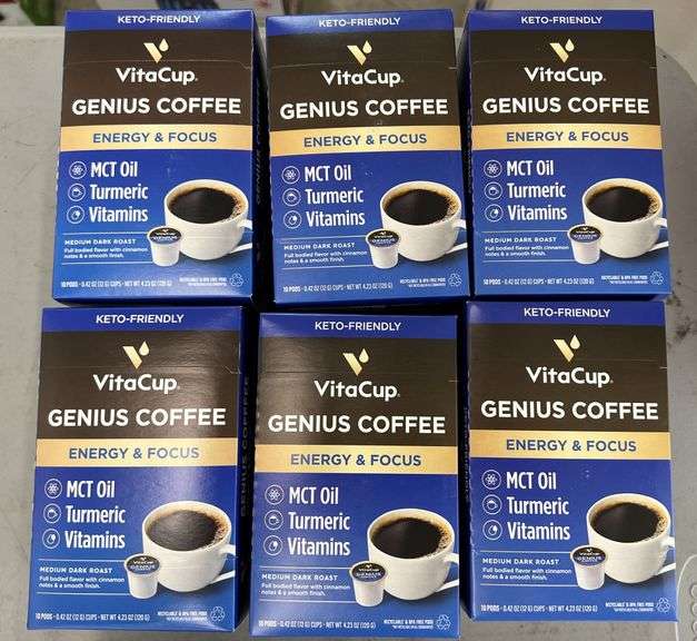 (6) BOXES OF VITACUP GENIUS COFFEE K CUP PODS - Earl's Auction Company