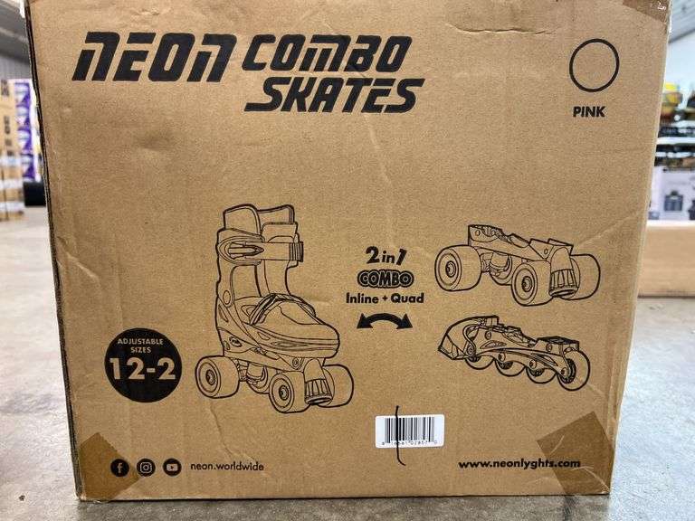 (2) PAIRS OF KIDS NEON COMBO SKATES IN BOXES - PINK - Earl's Auction ...