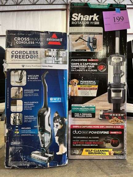 AS IS - SHARK PET PRO ROTATOR & BISSELL CORDLESS CROSS WAVE IN BOXES ...