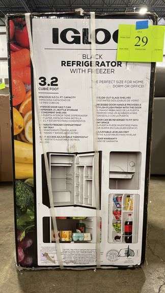 IGLOO 3.2CU FT REFRIGERATOR IN BOX - Earl's Auction Company