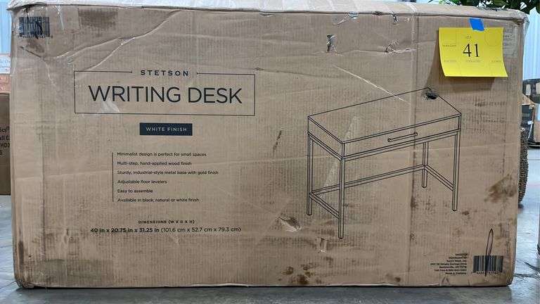 STETSON WRITING DESK IN BOX - WHITE - Earl's Auction Company