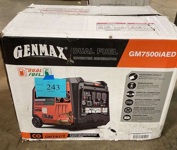 AS IS - GENMAX DUAL FUEL GENERATOR IN BOX - Earl's Auction Company