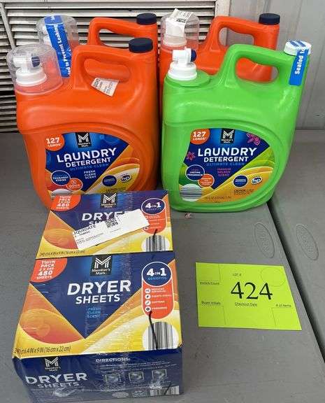 5PC LAUNDRY LOT - DRYER SHEETS & DETERGENT - Earl's Auction Company