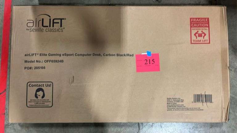 SEVILLE CLASSICS AIRLIFT ELITE GAMING COMPUTER DESK IN BOX - BLACK ...