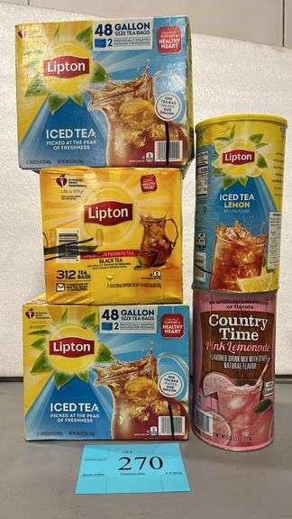 5PC TEA/ LEMONADE LOT - LIPTON & COUNTRY TIME - Earl's Auction Company