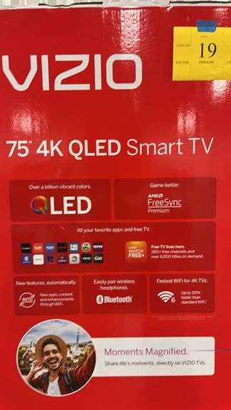 VIZIO 75" 4K QLED SMART TV IN BOX - Earl's Auction Company