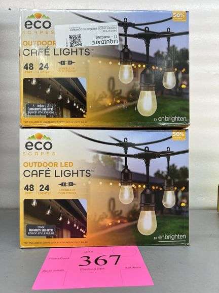 (2) ECO SCAPES OUTDOOR LED CAFE LIGHTS IN BOXES - Earl's Auction Company