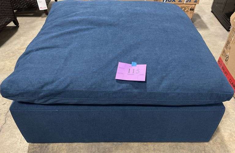 LARGE BLUE OTTOMAN - Earl's Auction Company