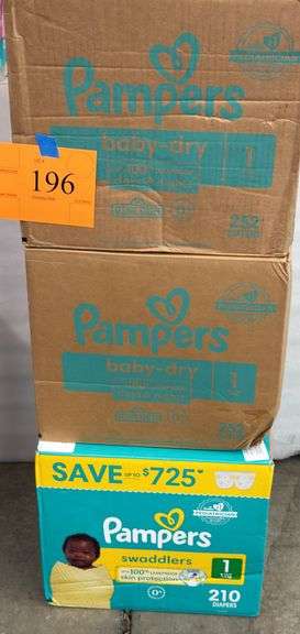 (3) BOXES OF PAMPERS DIAPERS - SIZE 1 - Earl's Auction Company