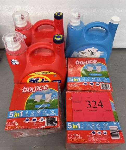 6PC LAUNDRY LOT - DRYER SHEETS, DETERGENT & SOFTENER - Earl's Auction Company