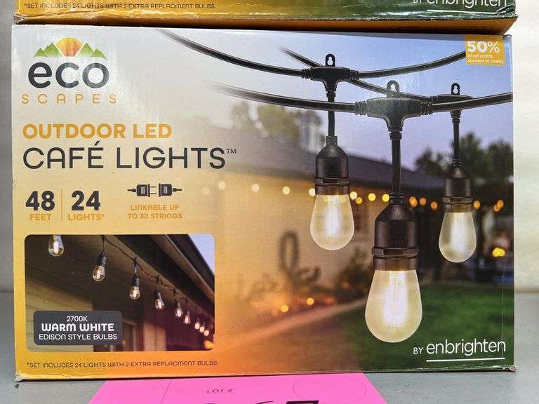 (2) ECO SCAPES OUTDOOR LED CAFE LIGHTS IN BOXES - Earl's Auction Company