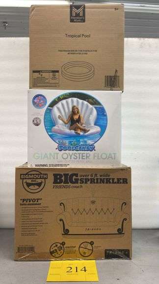 3PC POOL LOT - TROPICAL POOL, OYSTER FLOAT & COUCH SPRINKLER - Earl's ...