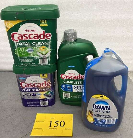 4PC DISHWASHING LOT - DAWN SOAP, CASCADE PODS & DETERGENT - Earl's ...