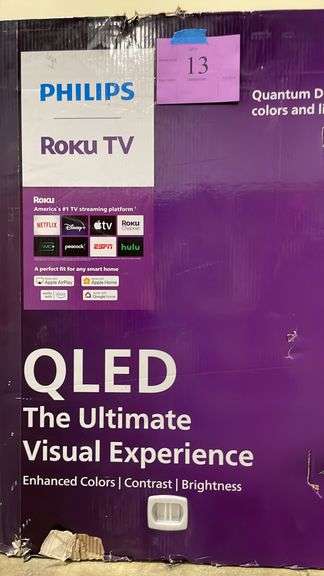 PHILIPS 65 " QLED 4K ULTRA HD ROKU TV IN BOX - Earl's Auction Company