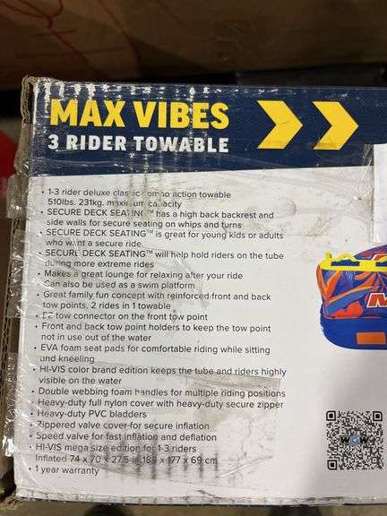 WOW MAX VIBES 3 RIDER TOWABLE IN BOX - Earl's Auction Company